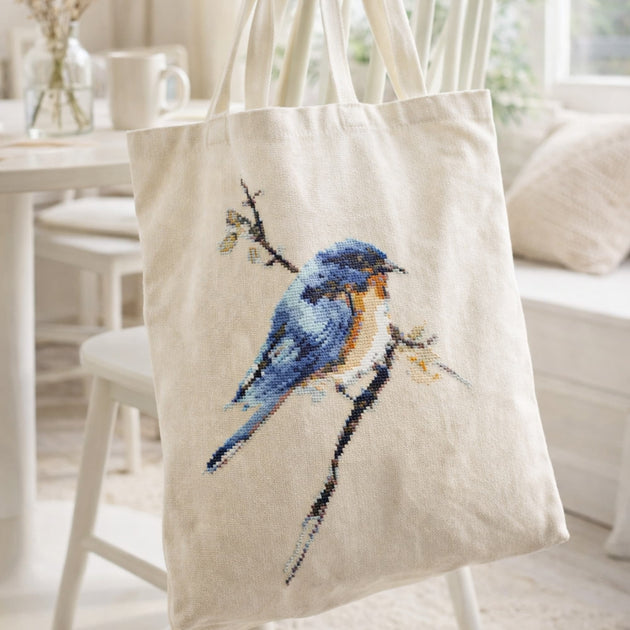 Cross Stitch Pattern Western Bluebird PDF, Bird Embroidery Design, Rea ...