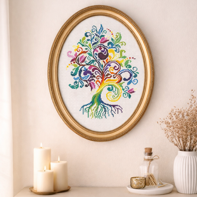 Cross Stitch Pattern Tree of Life PDF – Colorful Folk Embroidery Desig ...